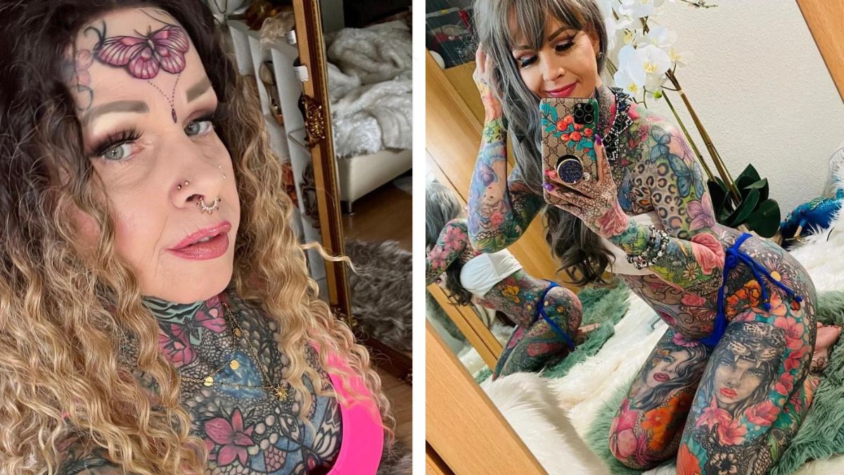 Grandmother With Entire Body Covered In Tattoos Reveals What She Looked Like Decade Ago