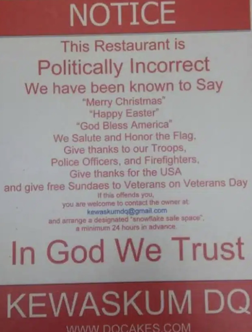 Wisconsin DQ Puts Up ‘Politically Incorrect’ Sign, Owner Doesn't Back Down