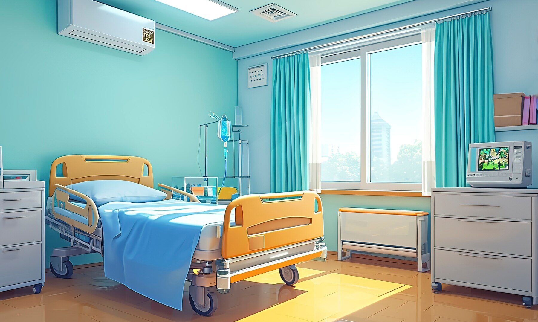 Four Expectant Fathers Walk The Hospital Corridor. A Nurse Comes Up To ...